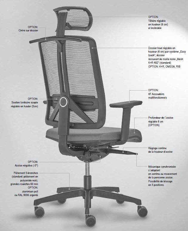 Sièges de Bureau | Fauteuil Ergonomique Flexi Mesh Rim | Mobilier de ...