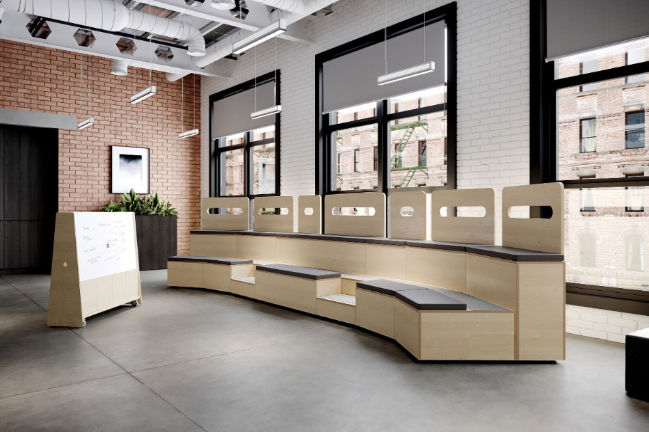 Gradins Bois | Gradin TIER 2 Niveaux Arrondis 14 Places | Mobilier de ...